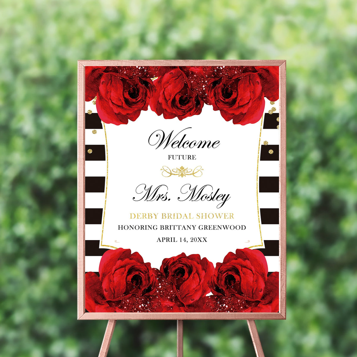 Red Rose Welcome Sign Bridal Shower Personalized Red and Black Baby Sh ...