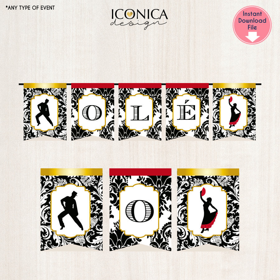 Flamenco Banner Ole Banner Spanish themed Party Flamenco Party Decor P ...