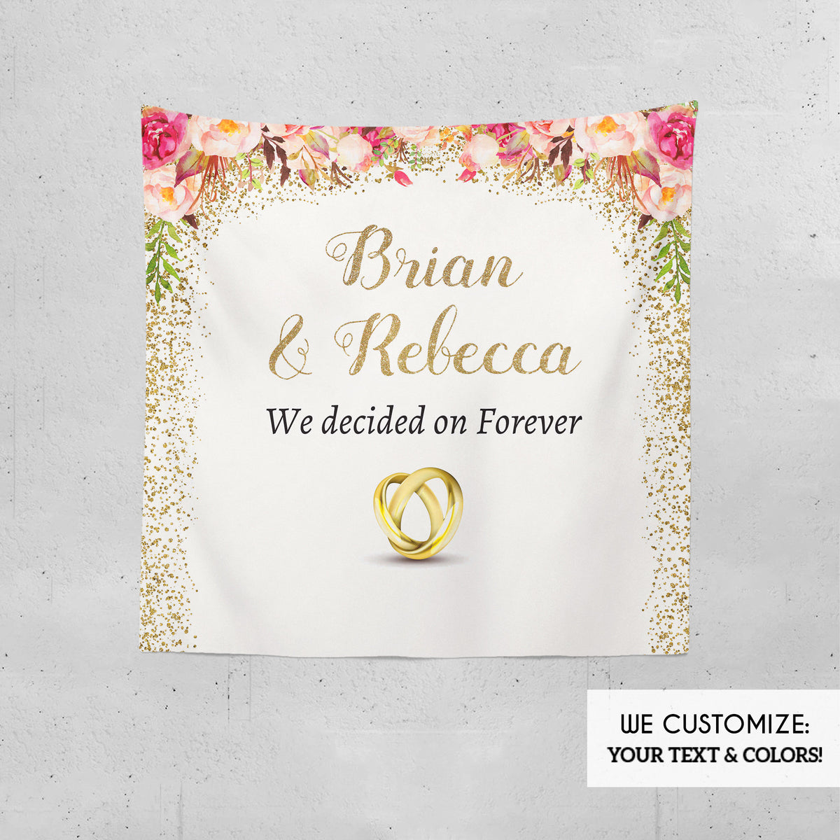 Engagement Party Backdrop,Floral Blush Ivory Photo Backdrop,Personaliz ...
