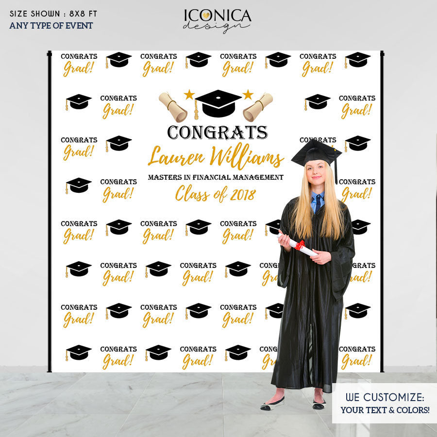 Graduation Party Backdrop, Congrats Grad Photo Booth Graduation Backdr ...