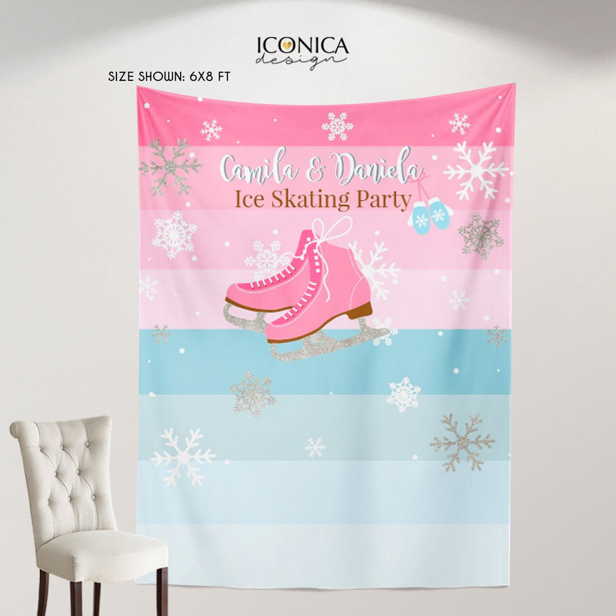 Ice Skating Party Backdrop,Winter Wonderland Custom Photo Backdrop,Let ...