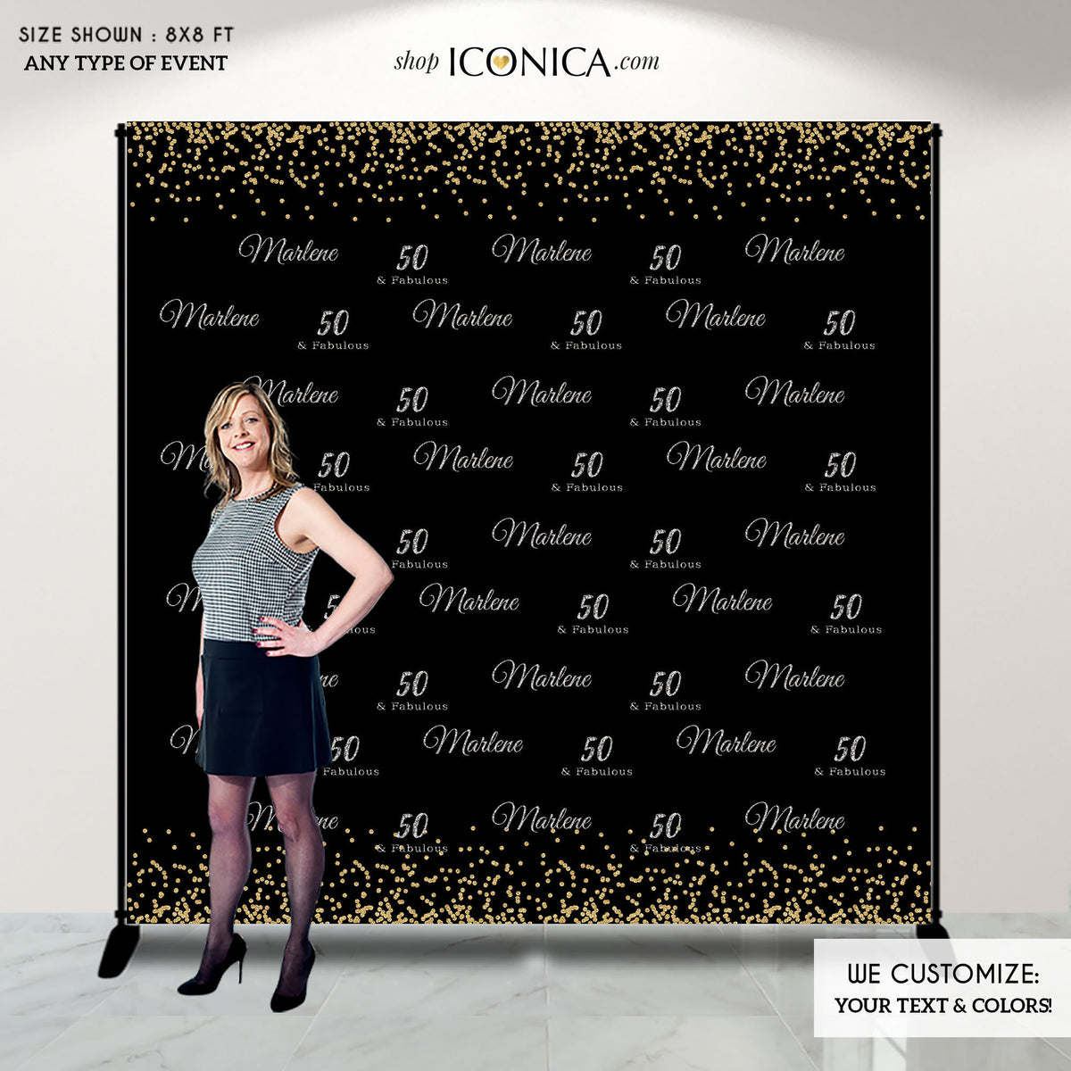 50 Birthday Photo Booth Backdrop, 50th Birthday Party Backdrop, Fifty ...