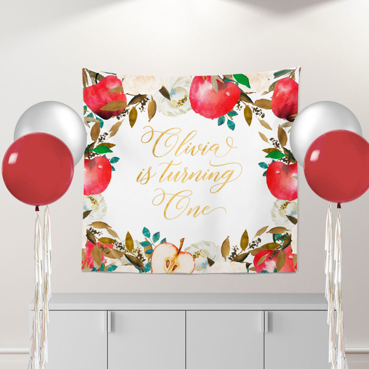 Apple of my eye Backdrop Apple Backdrop Personalized Fall Party Backdr ...
